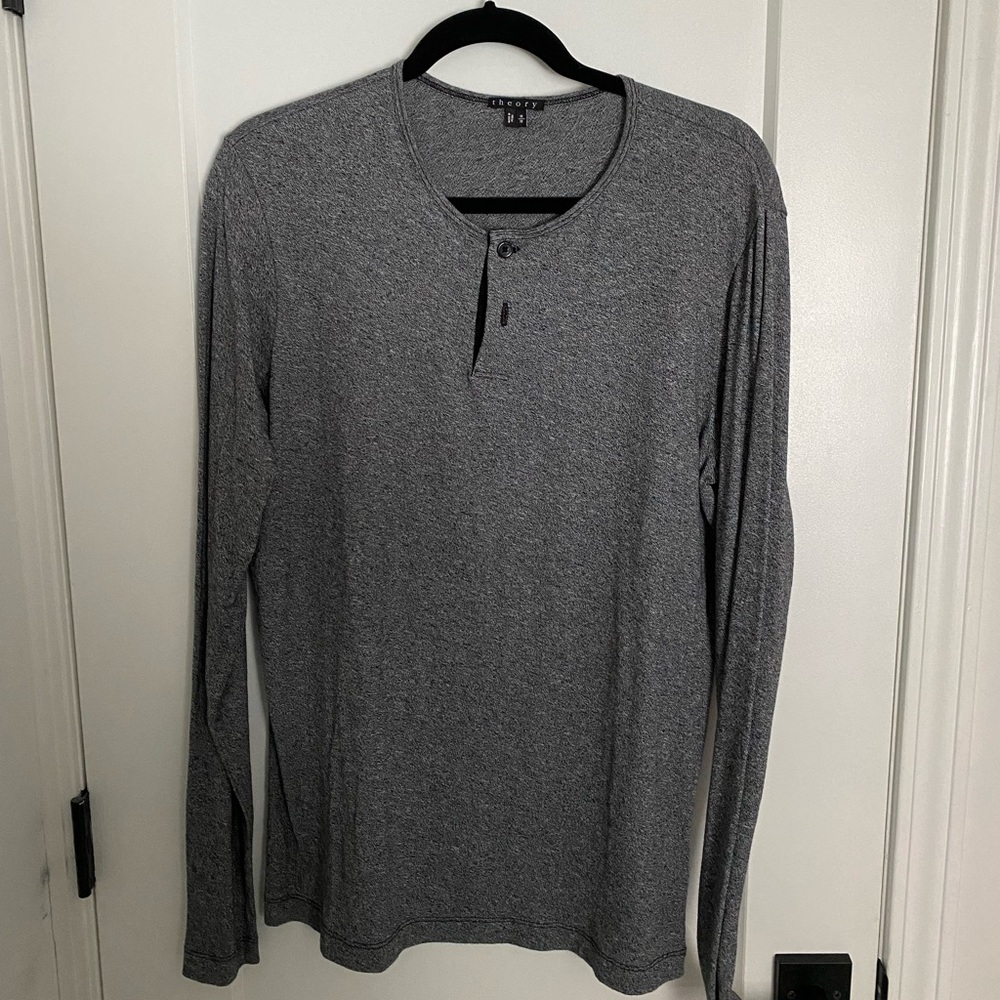 Theory Marled Grey Ls Henley - Gem